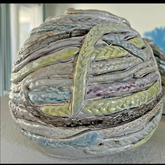 Hand Crafted | Art | Handmade Ceramic Braided Ball Of Yarn Pastel ...